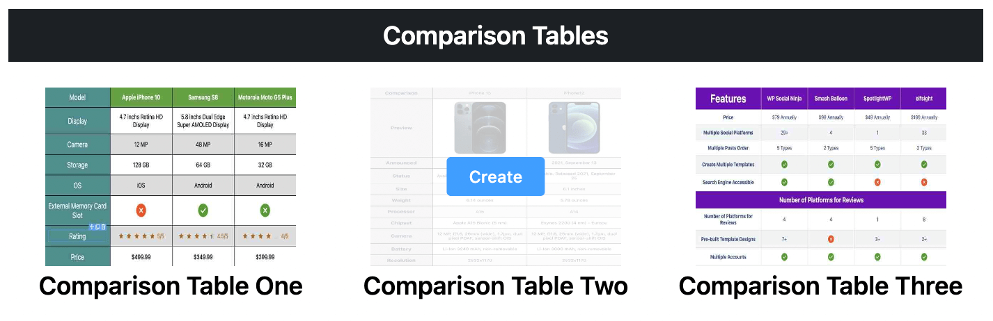 Pre-made WordPress Table Templates