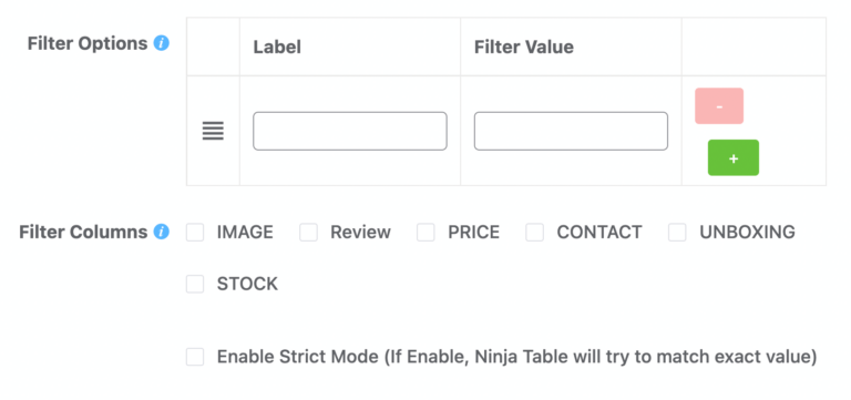 Custom Filter Data Table