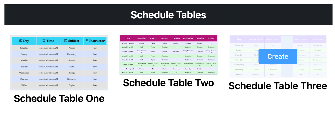Pre Made Wordpress Table Templates