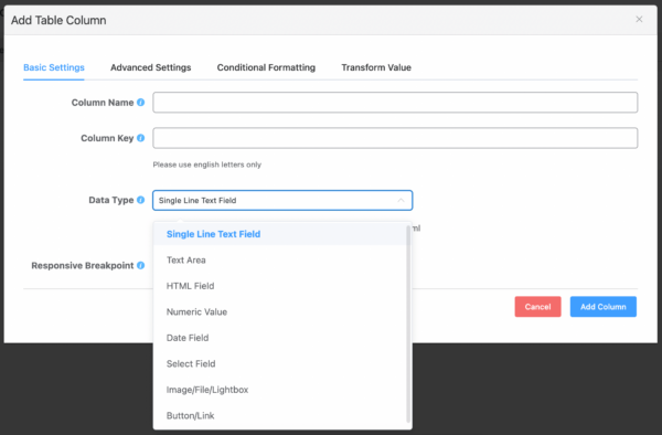 Dynamic Data Types in WordPress Tables Dynamic Data Types in WordPress Tables