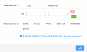 Custom Filter Data Table