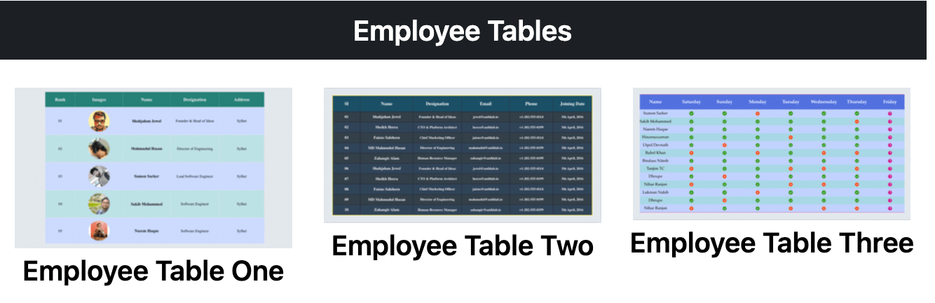 Pre-made WordPress Table Templates