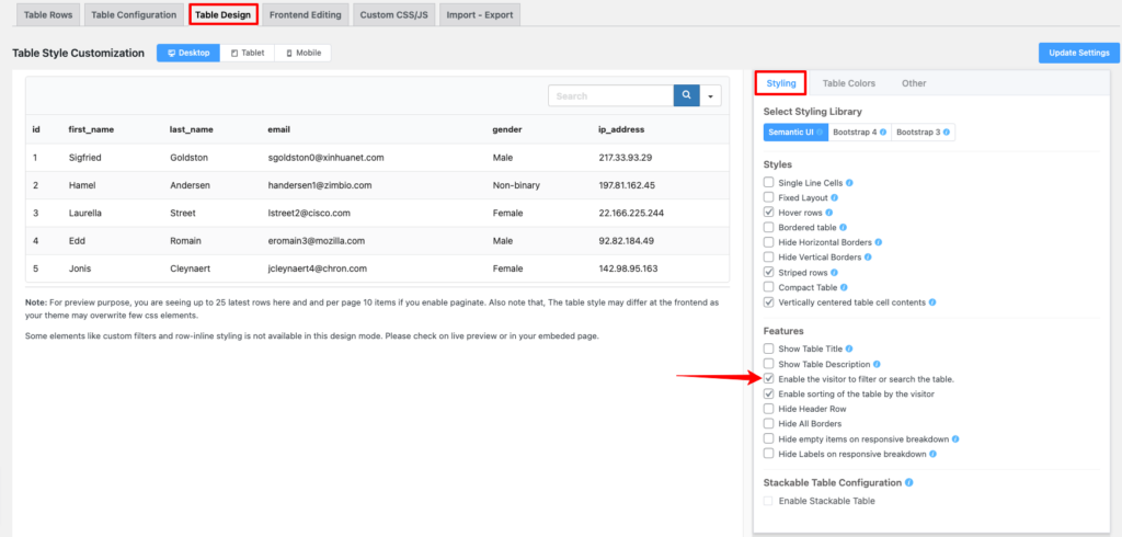 Add/Remove Table Data Search or Filter Functionality Add/Remove Table Data Search or Filter Functionality