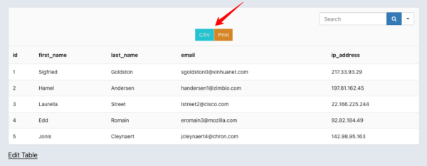 Print Buttons or CSV Export Buttons - Ninja Tables