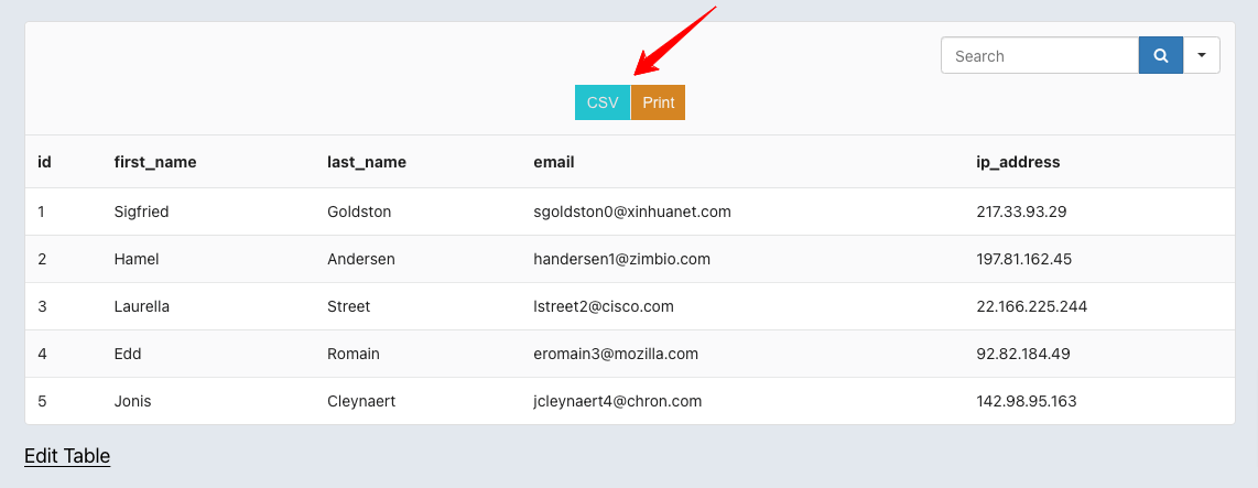 Print Buttons or CSV Export Buttons - Ninja Tables