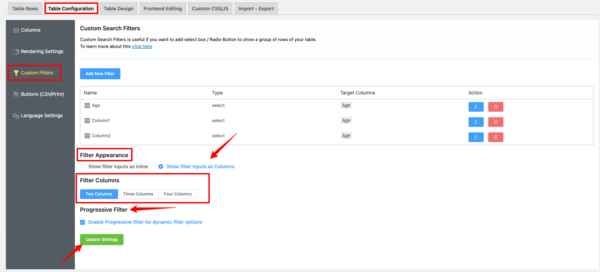 Custom Filters - Ninja Tables Data Filtering