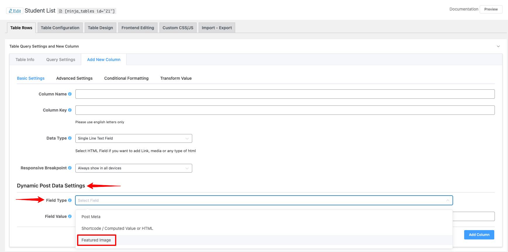 Featured Image in WP Post Tables