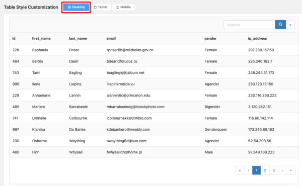 Table Style Settings - Ninja Tables Customization