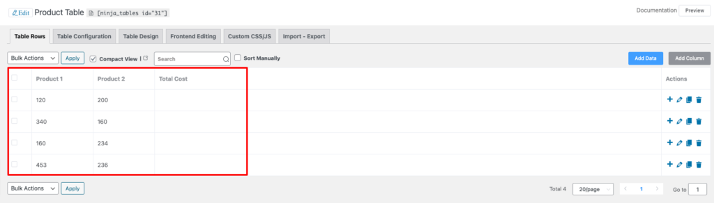 Transform Value in Ninja Tables