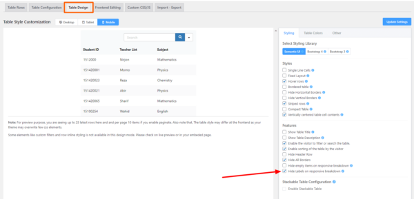 Table Column Responsive Breakpoints - Ninja Tables