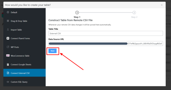 Create Table from CSV - Ninja Tables