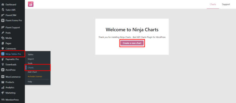Ninja Charts Integration with Ninja Tables for WP Charts