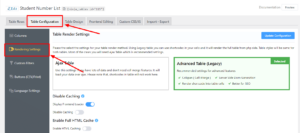 Table Rendering Settings in Ninja Tables