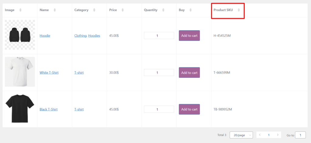 WooCommerce Integration - Ninja Tables WooCommerce Table