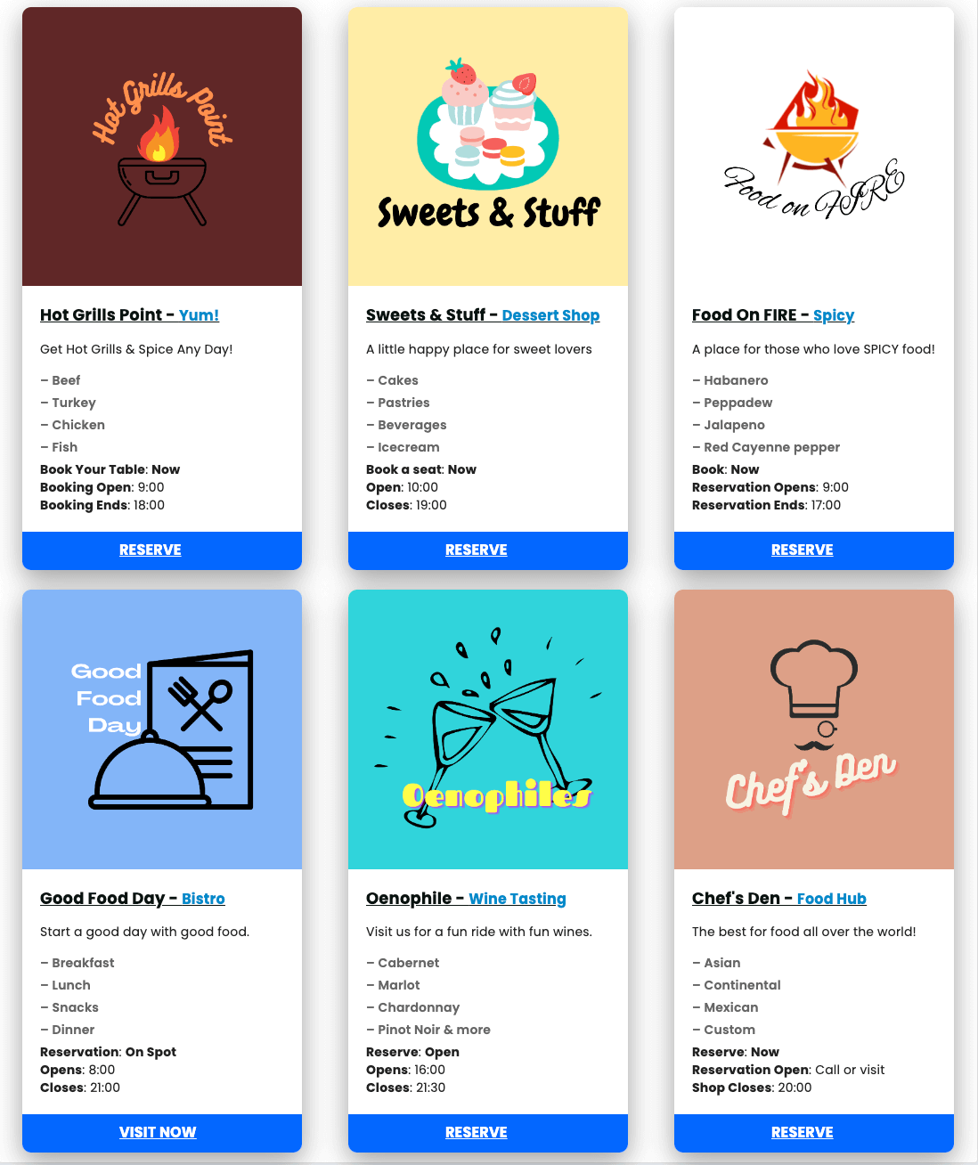 WordPress Restaurant Reservation Website with Data Tables