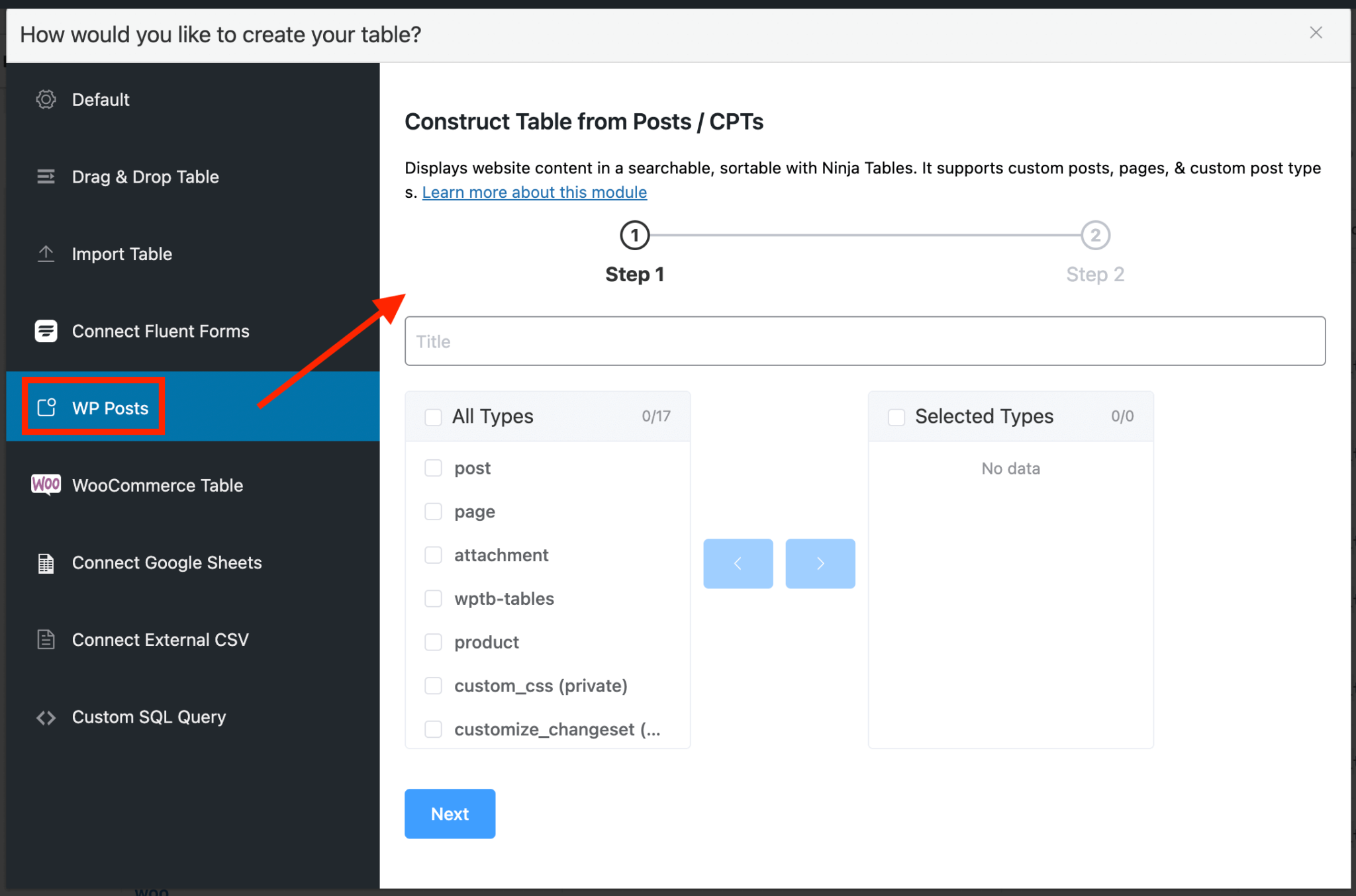 3 Steps To Create WP Posts Tables Using Ninja Tables