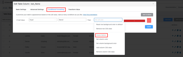 Conditional Formatting in Ninja Tables