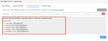 Conditional Formatting in Ninja Tables