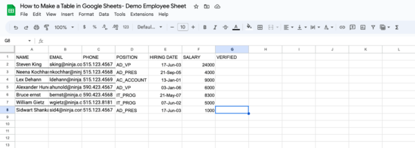 How to Make a Google Spreadsheet Table (Step By Step Guide)