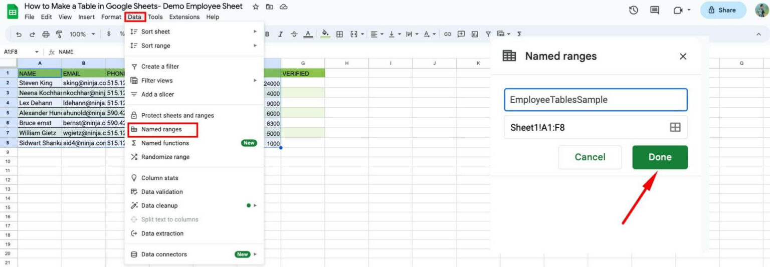 How to Make a Google Spreadsheet Table (Step By Step Guide)