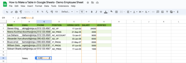 How to Make a Google Spreadsheet Table (Step By Step Guide)
