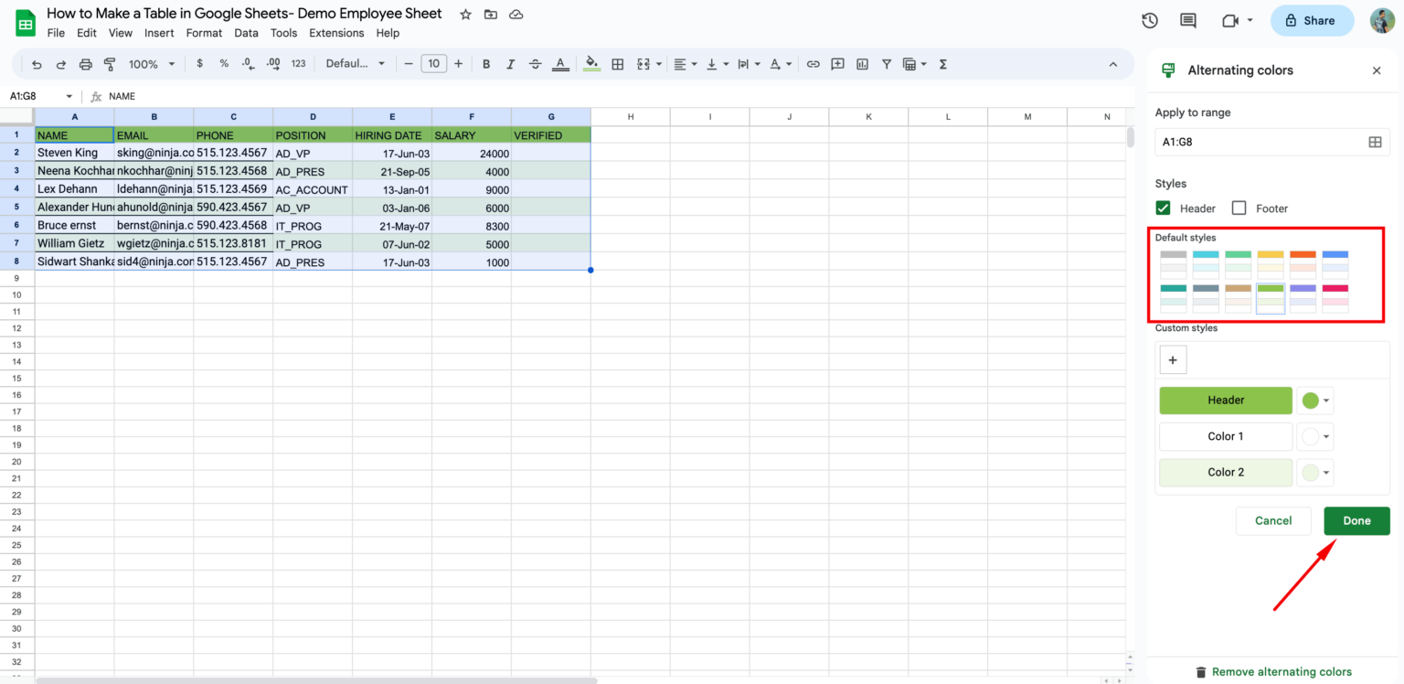 How to Make a Google Spreadsheet Table (Step By Step Guide)