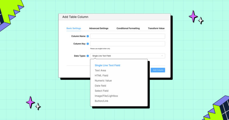 7 Dynamic Data Types Configuring Table Columns