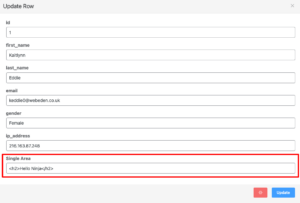 Single Line Text Field - Ninja Tables Data Type