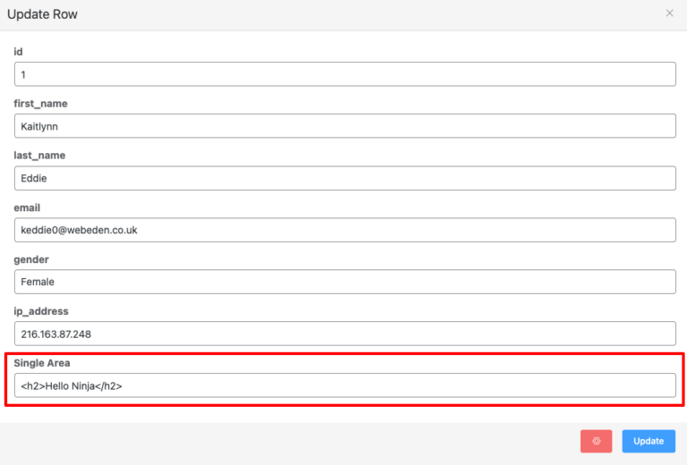Single Line Text Field - Ninja Tables Data Type