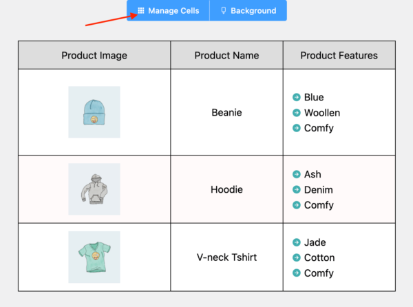 Manage Cells in Ninja Tables Drag and Drop Table