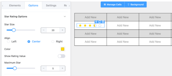 Star Rating Element in Ninja Tables