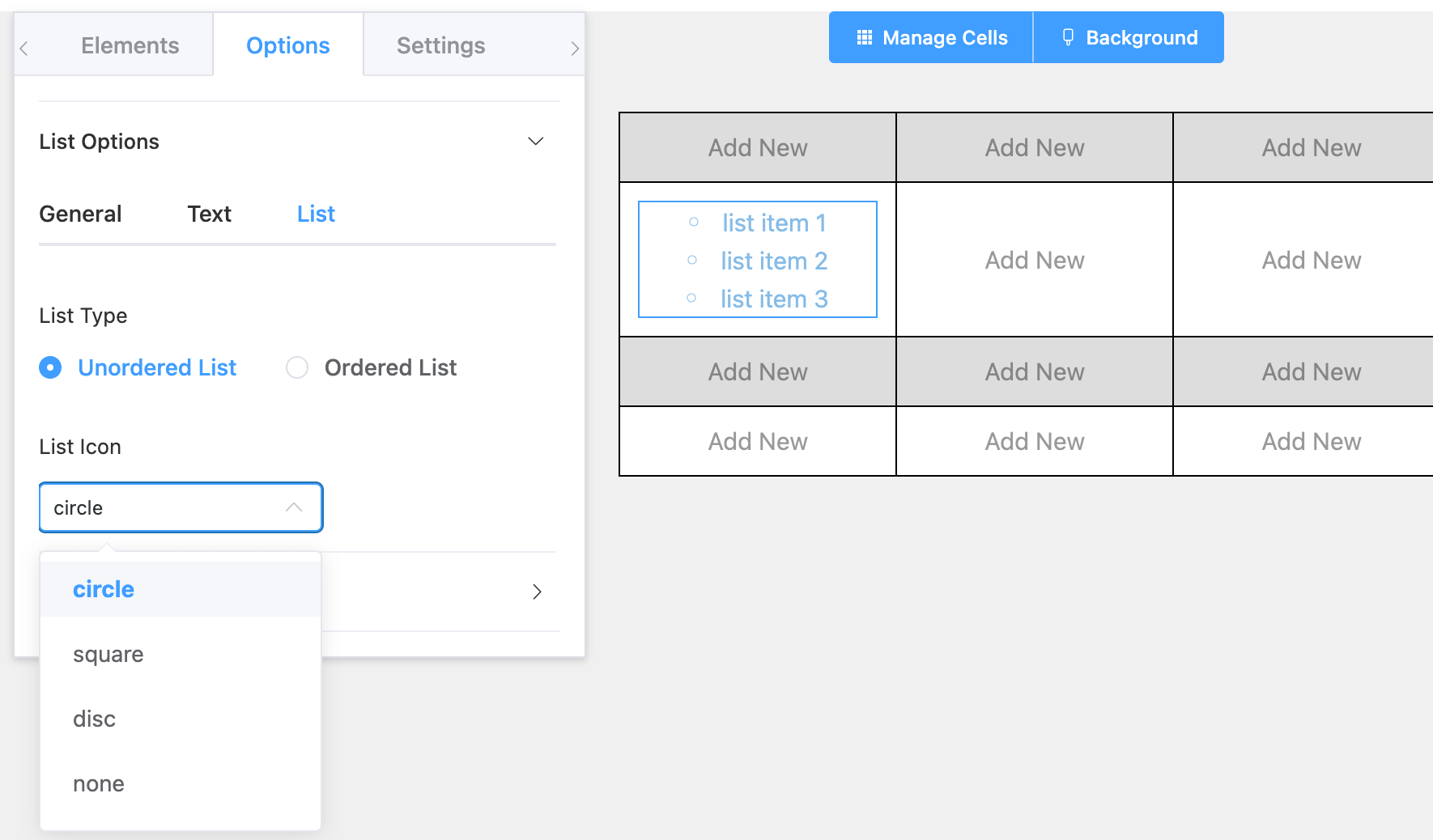 List Element in Table with Ninja Tables
