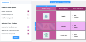 Table Background Color Customizing