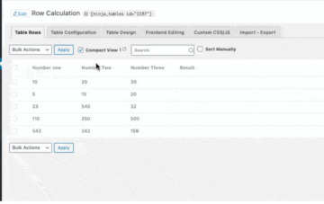 Row Column Calculation in Ninja Tables
