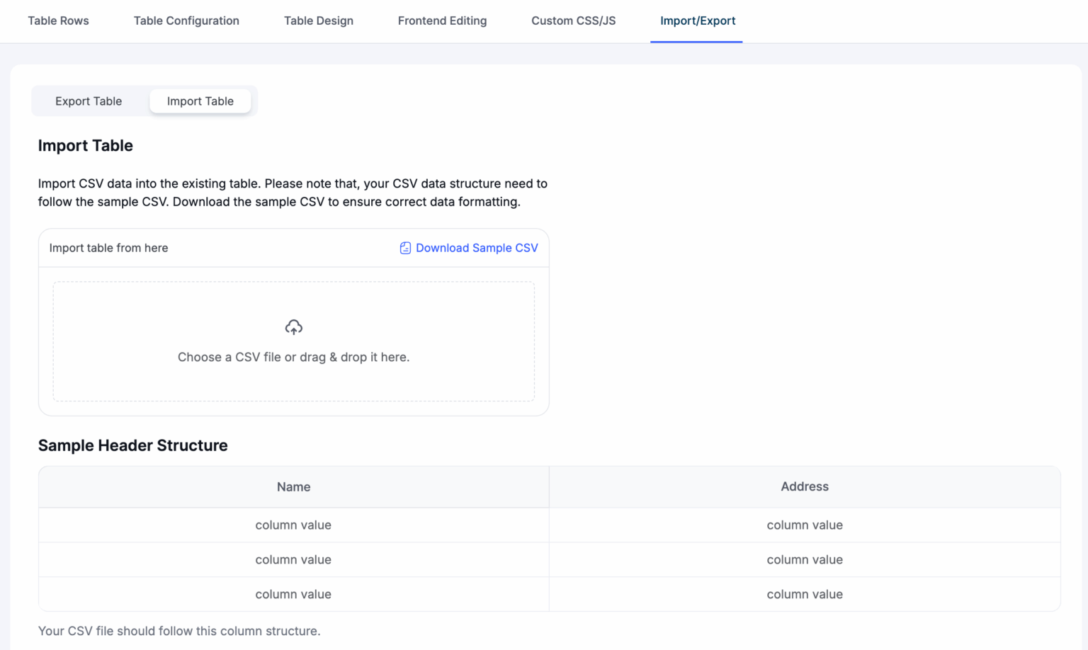 Export-Import Tables in WordPress