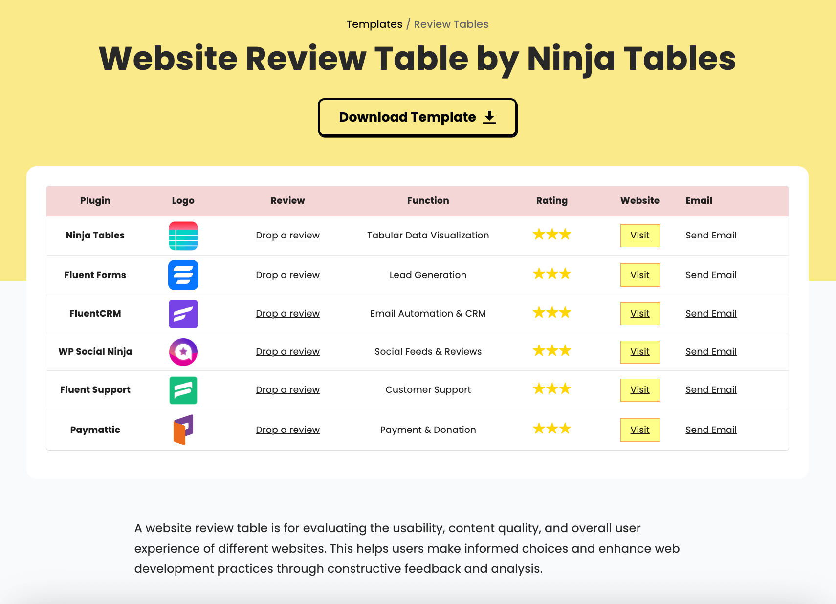 Announcing Free WordPress Table Templates Page!